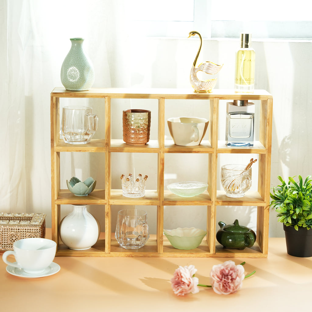 Coffee Tea Mug Cup Display Shelf (12 Cube) – Bamboo Homebody
