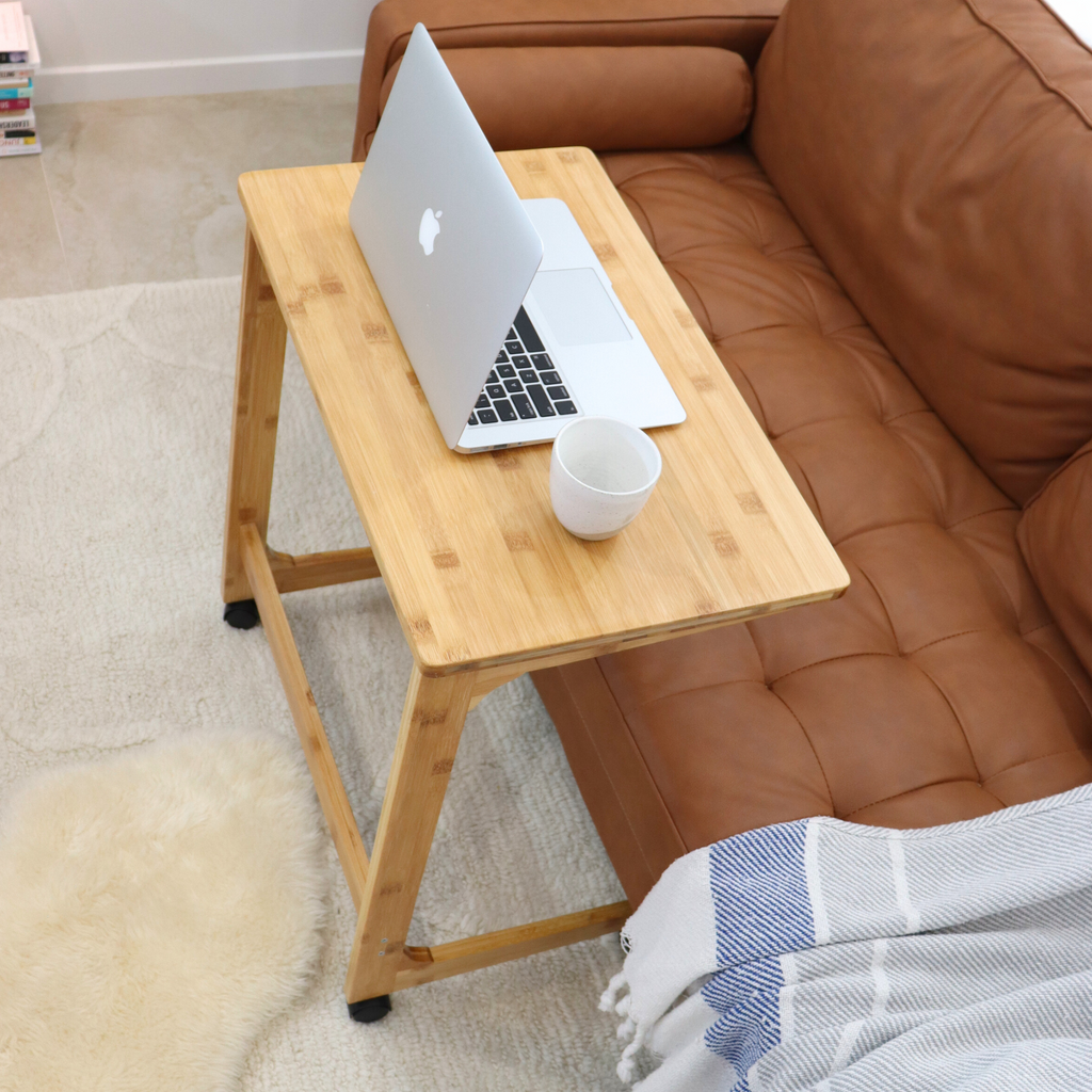 Bamboo TV Tray Table with Wheels (C Shape) – Bamboo Homebody