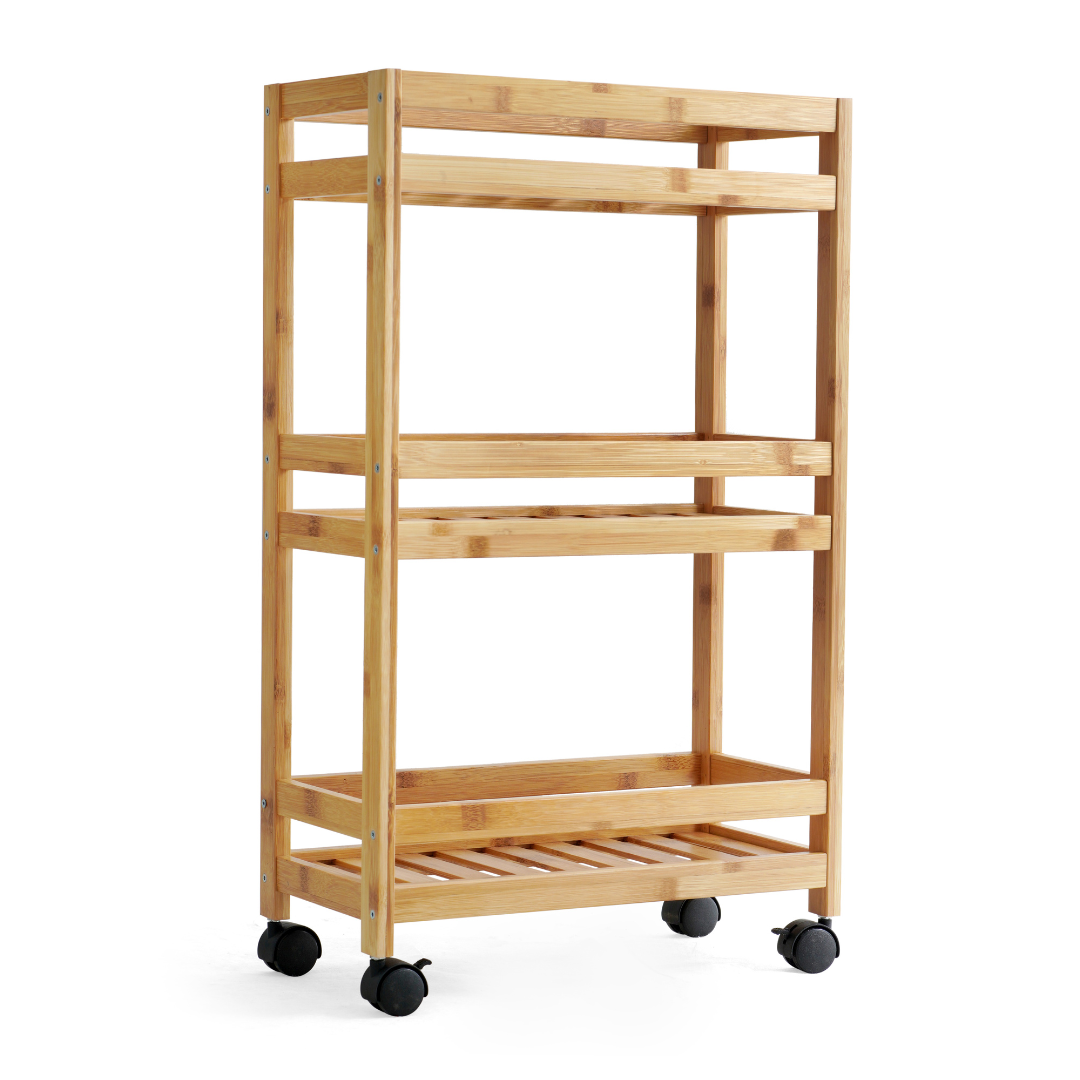 Bamboo Slim Storage Cart with Wheels (3-Tier) – Bamboo Homebody