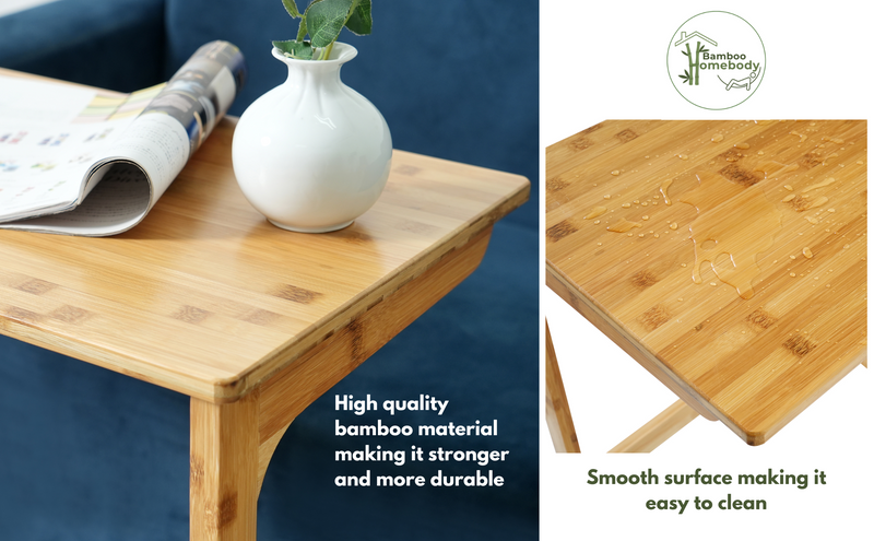 Bamboo TV Tray Table with Wheels (C Shape) – Bamboo Homebody