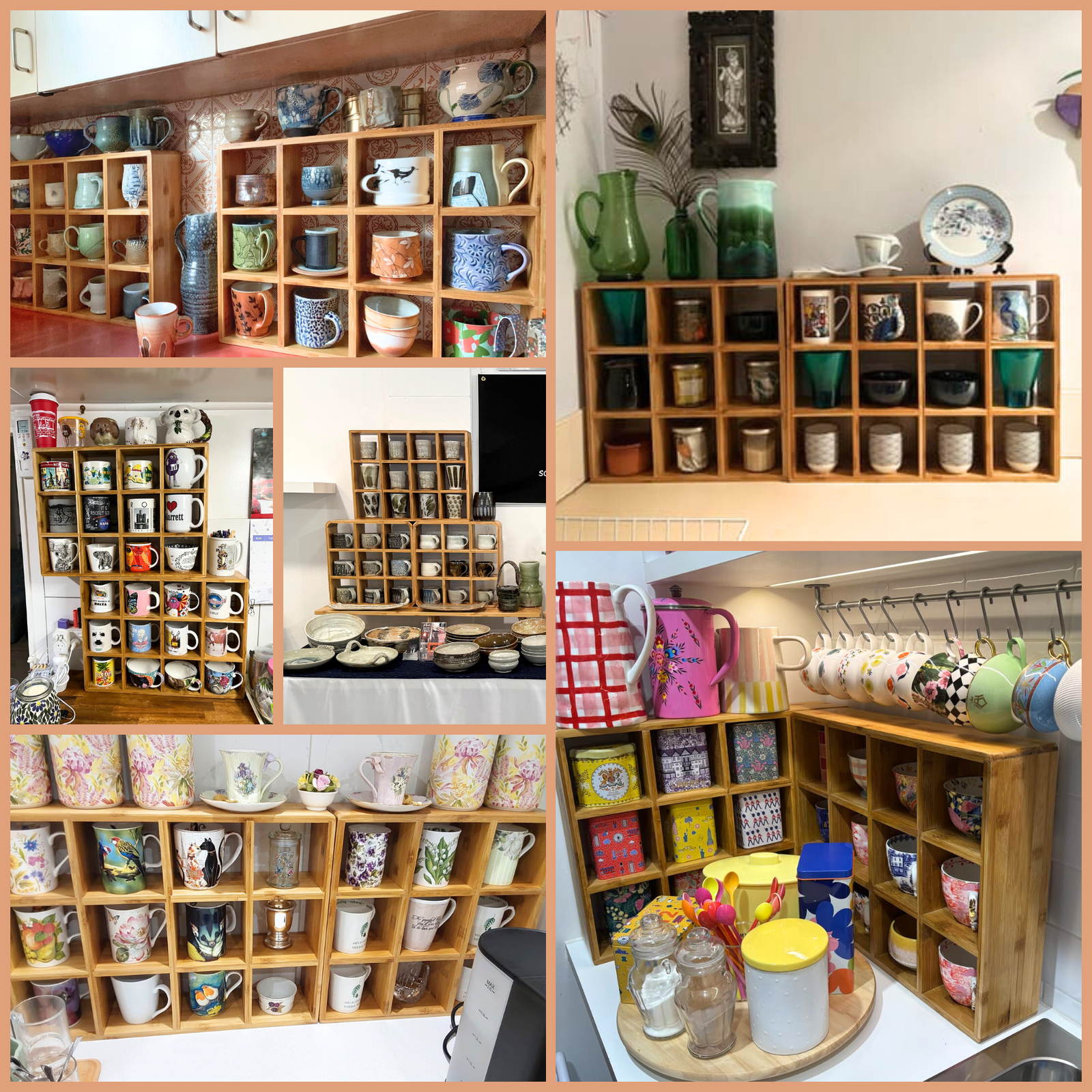 Coffee Tea Mug Cup Display Shelf (9 Cube) – Bamboo Homebody