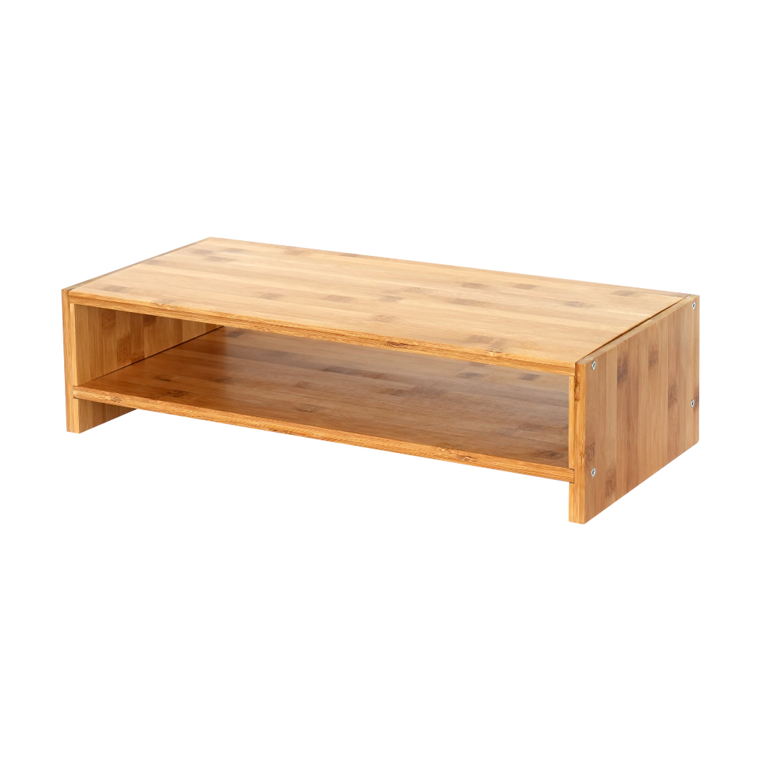 Bamboo Monitor Stand Riser with Shelves – Bamboo Homebody